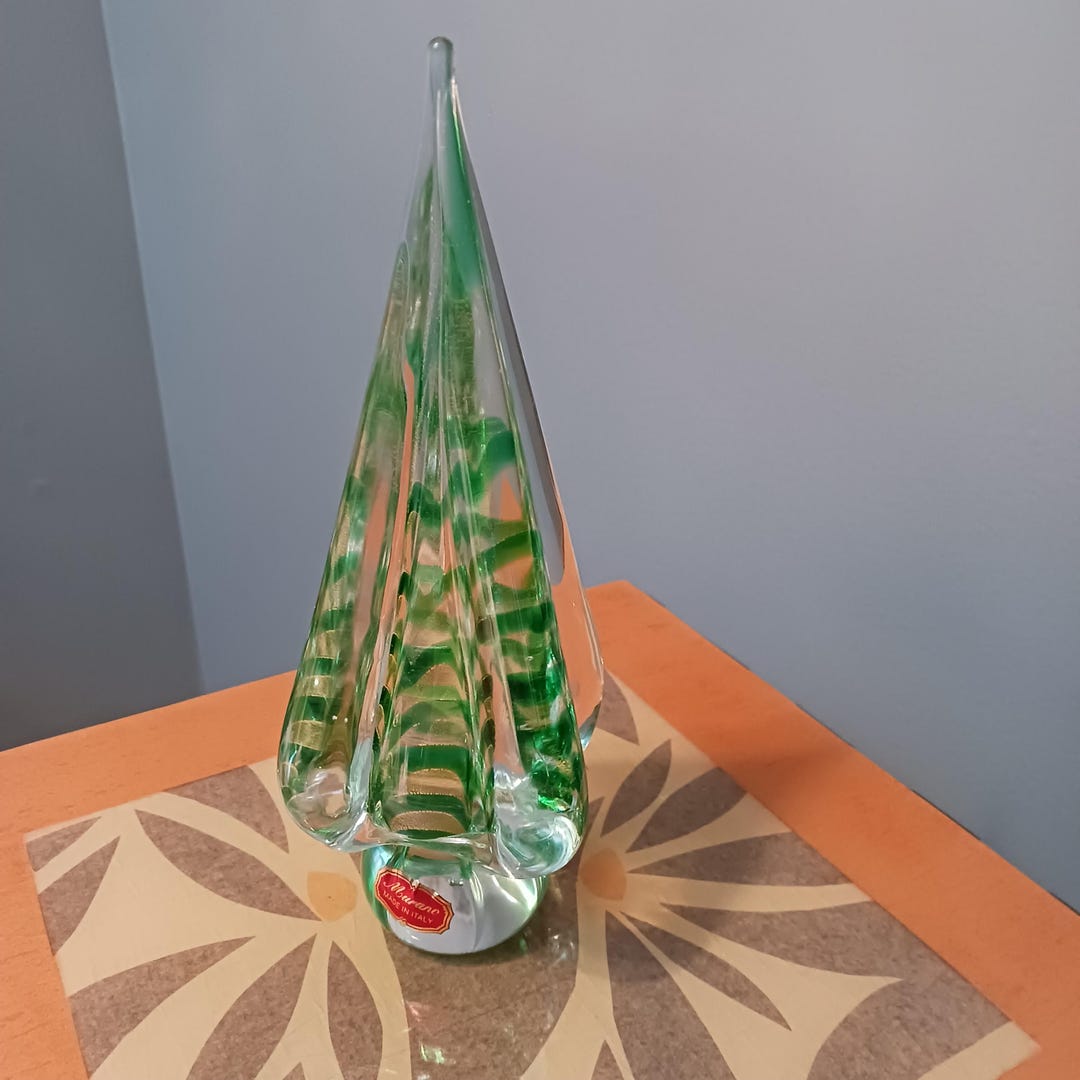 Vintage Murano Clear Green Gold Glass Tree With Label - Etsy