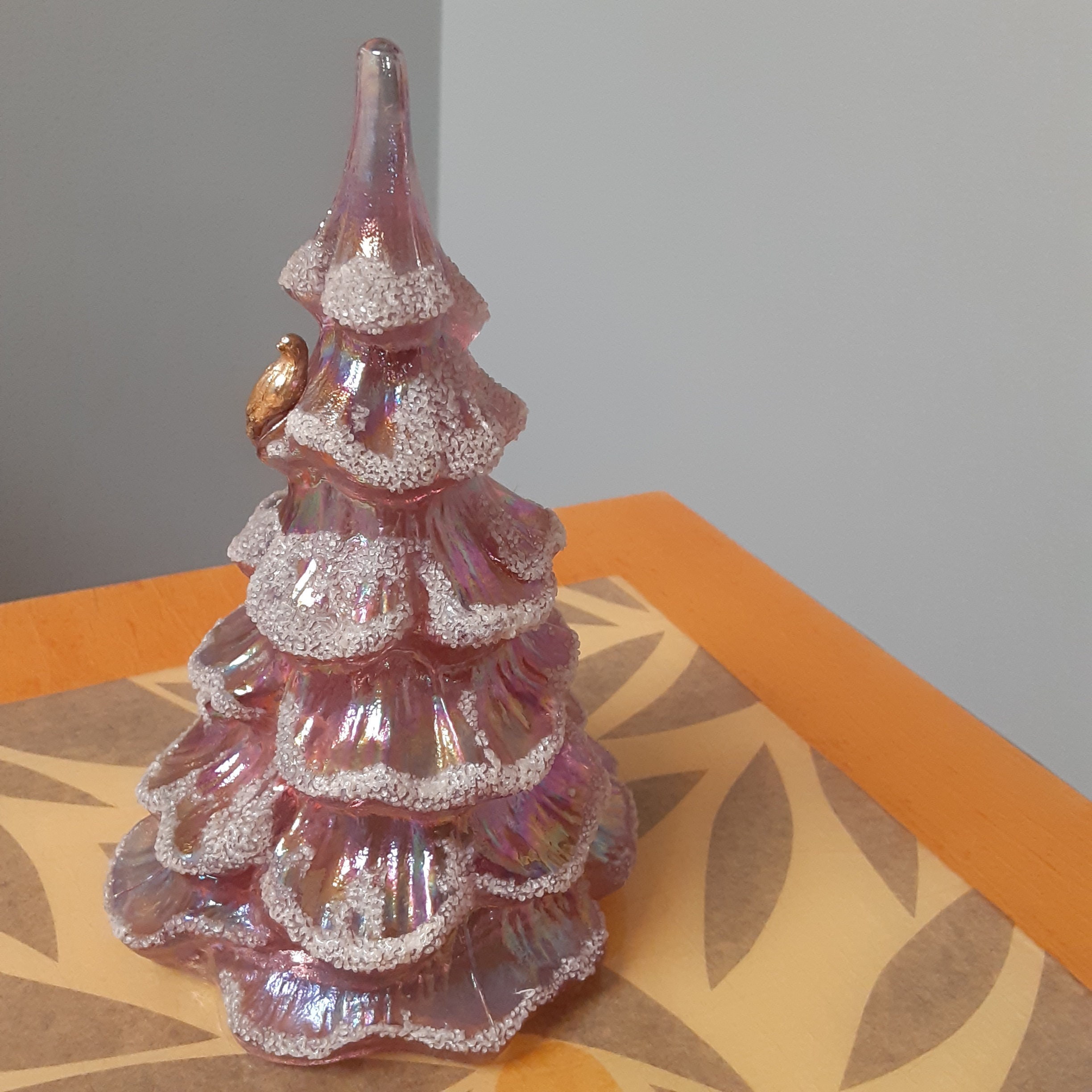 Fenton 6 Iridescent Pink Christmas Tree W/gold Partridge - Etsy