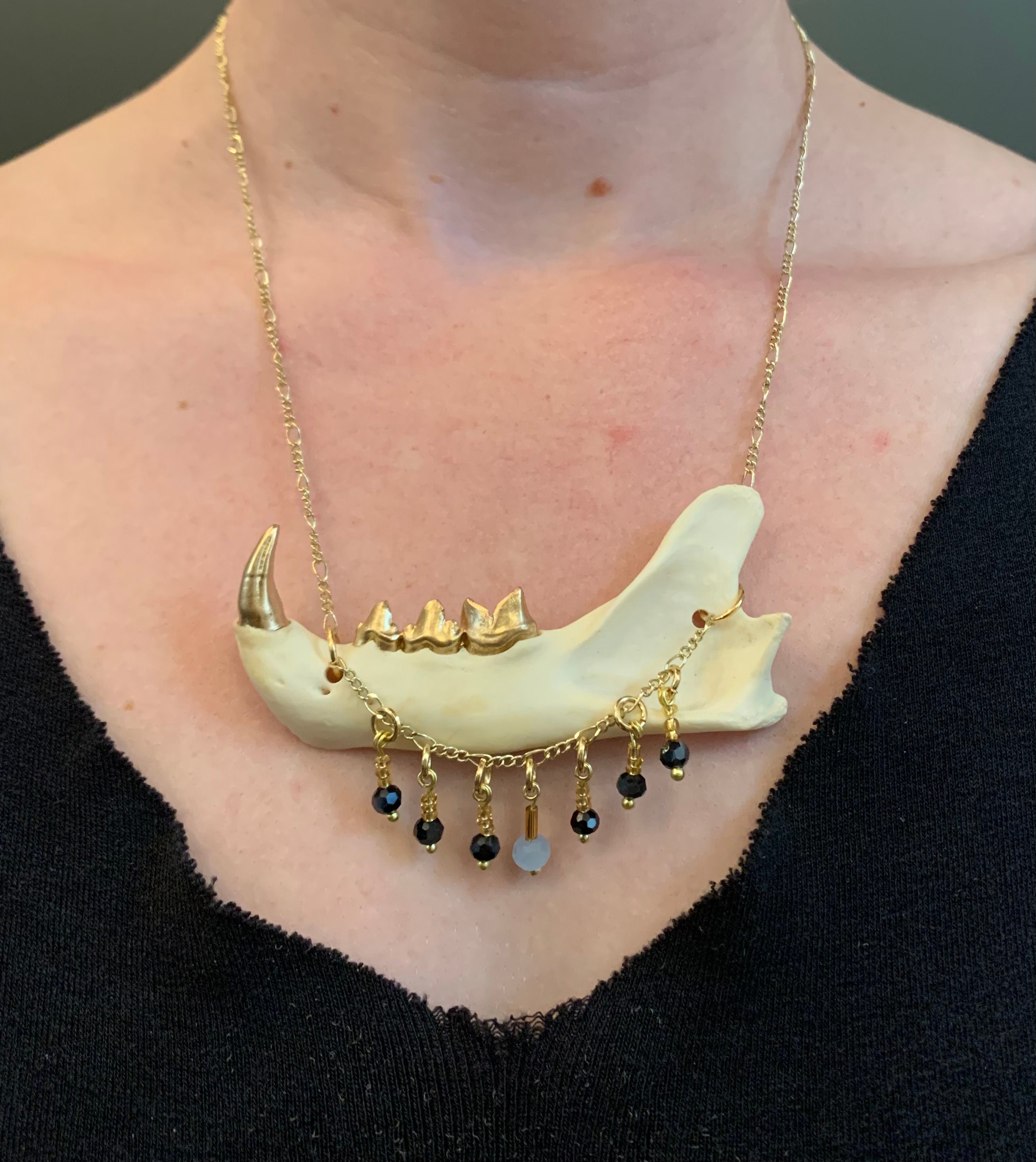 Gold Teeth Bobcat Jaw Necklace - Etsy