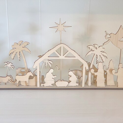 Christmas Nativity Scene Simple Drawing of Manger Scene - Etsy