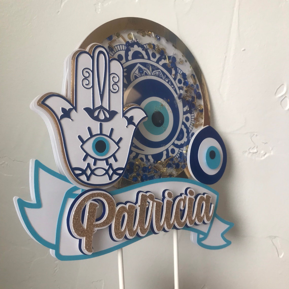 Evil Eye Shaker Cake Topper / Hamsa Evil Eye Cake Topper/ Evil Eye ...