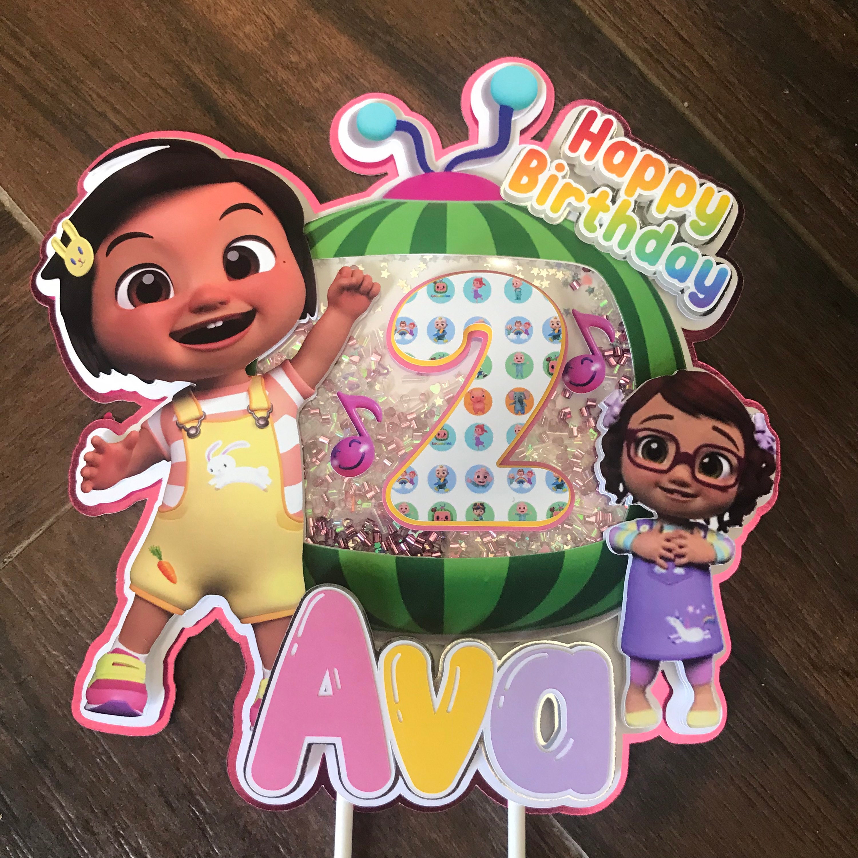 Cocomelon Cake Topper Personalised Shaker Party Decoration Cocomelon