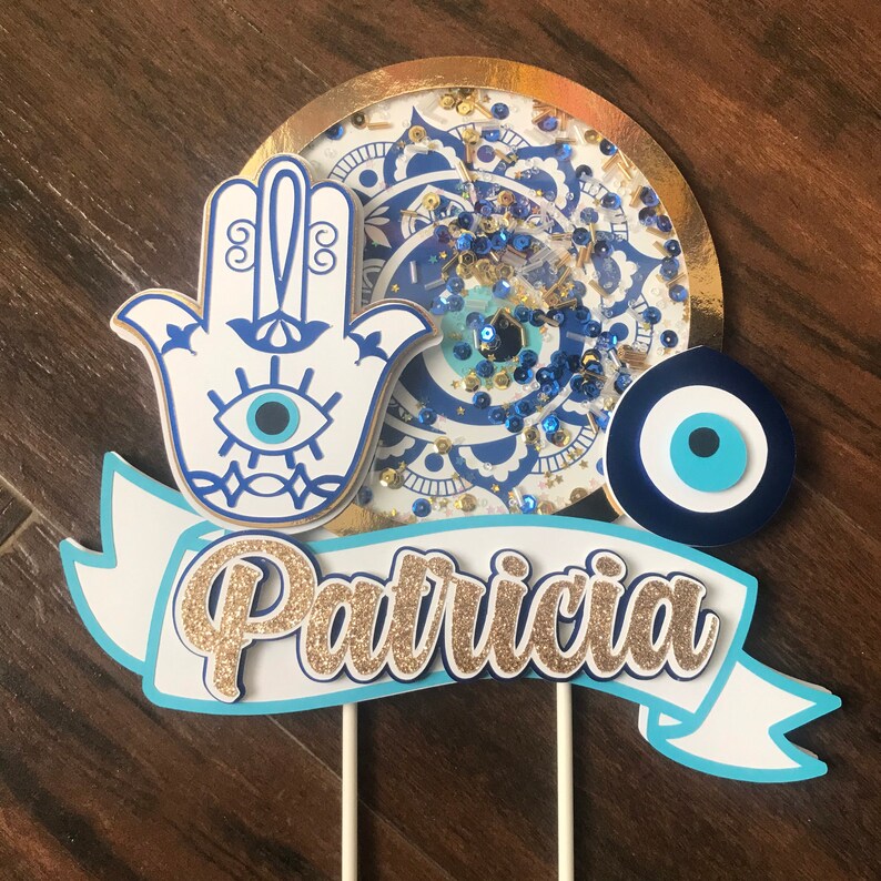 Evil Eye Shaker Cake Topper / Hamsa Evil Eye Cake Topper/ Evil Eye ...