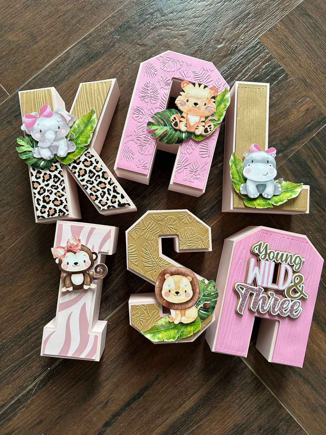 Young Wild and Three 3D Letters /safari 3D Letters/jungle Animals ...