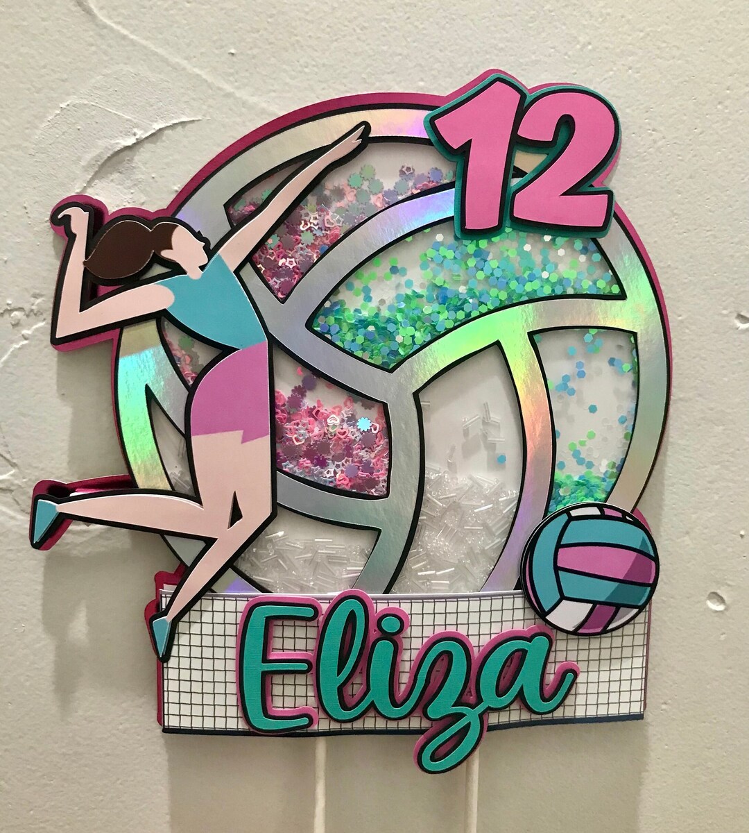 Volleyball 3D Shaker Cake Topper / Volleyball Birthday Party Theme ...