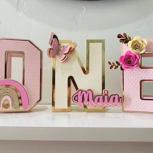 Rainbow, Flowers and Butterflies 3d Letters Party or Room Decor / First ...