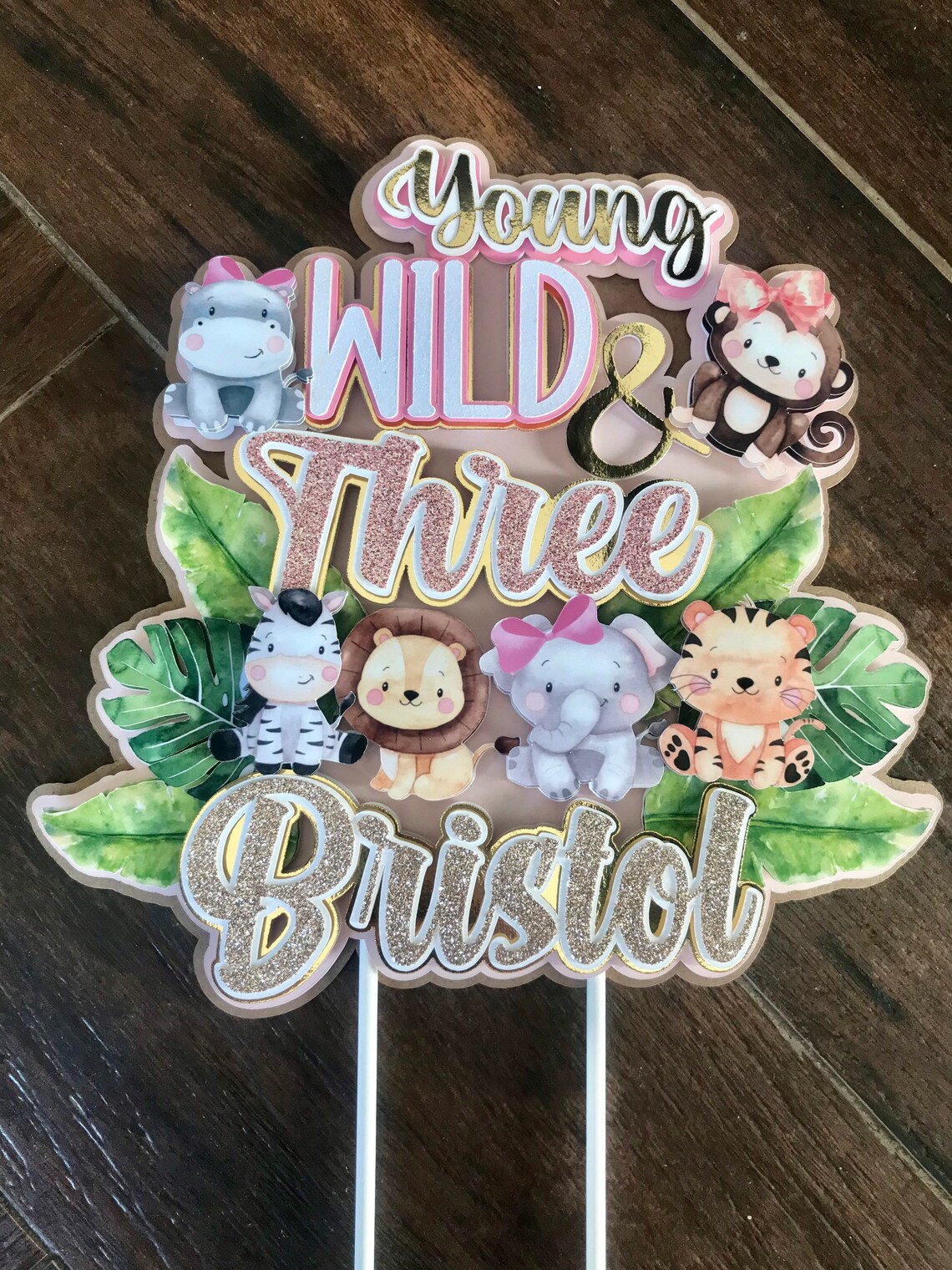 Young Wild and Three Cake Topper / Safari Cake Topper/ Jungle | Etsy