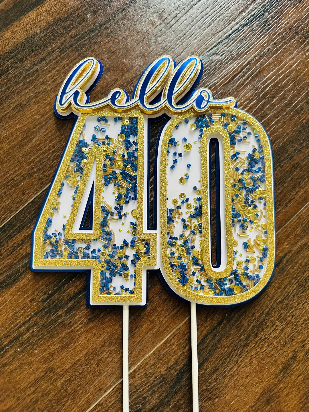 Hello 40 Birthday Cake Topper / Custom Age Cake Topper / 40th Birthday ...
