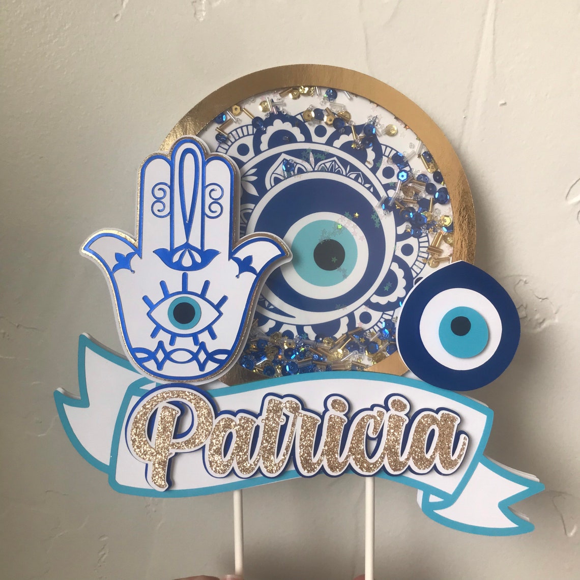 Evil Eye Shaker Cake Topper / Hamsa Evil Eye Cake Topper/ Evil - Etsy