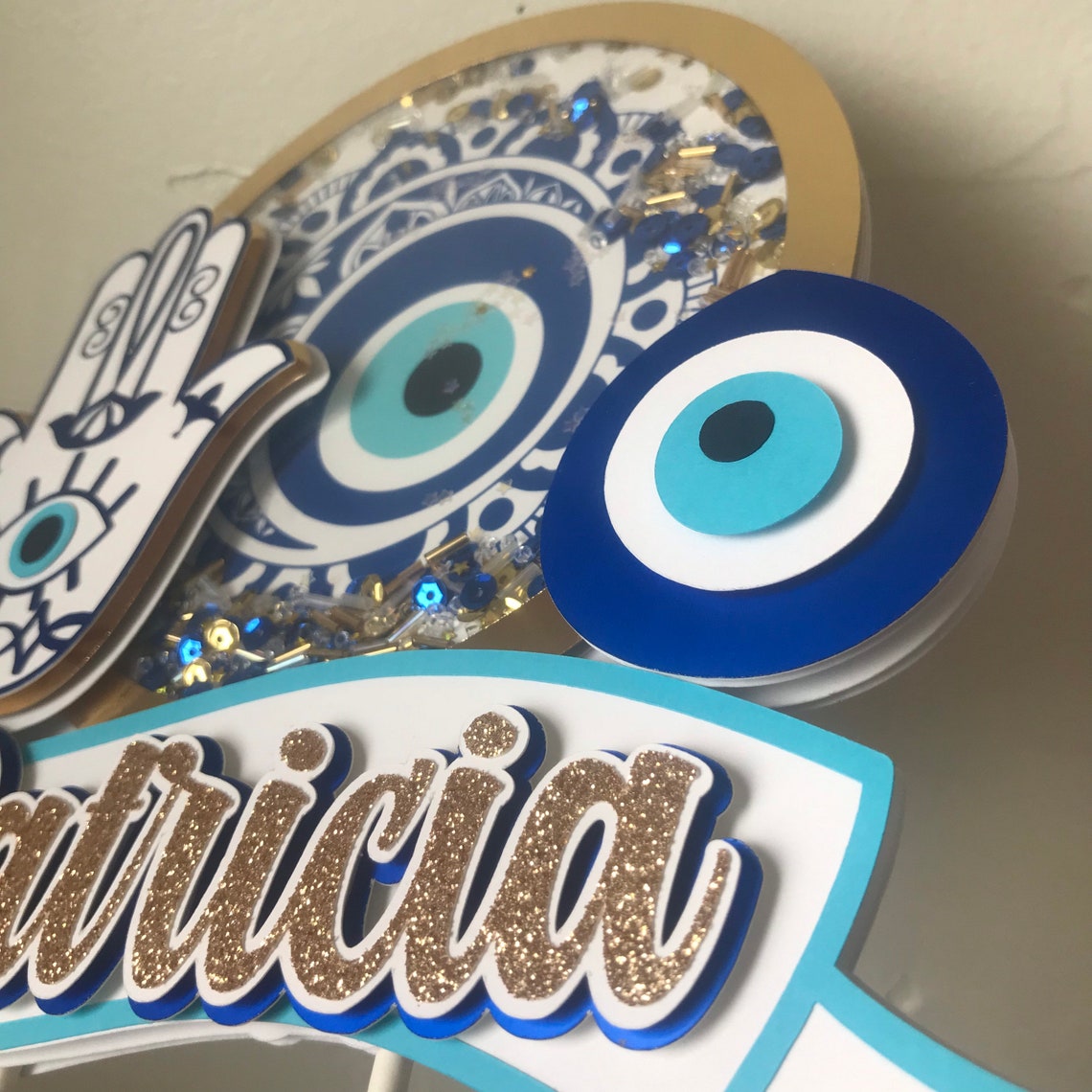 Evil Eye Shaker Cake Topper / Hamsa Evil Eye Cake Topper/ Evil - Etsy