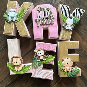 Young Wild and Three 3D Letters /safari 3D Letters/jungle Animals ...