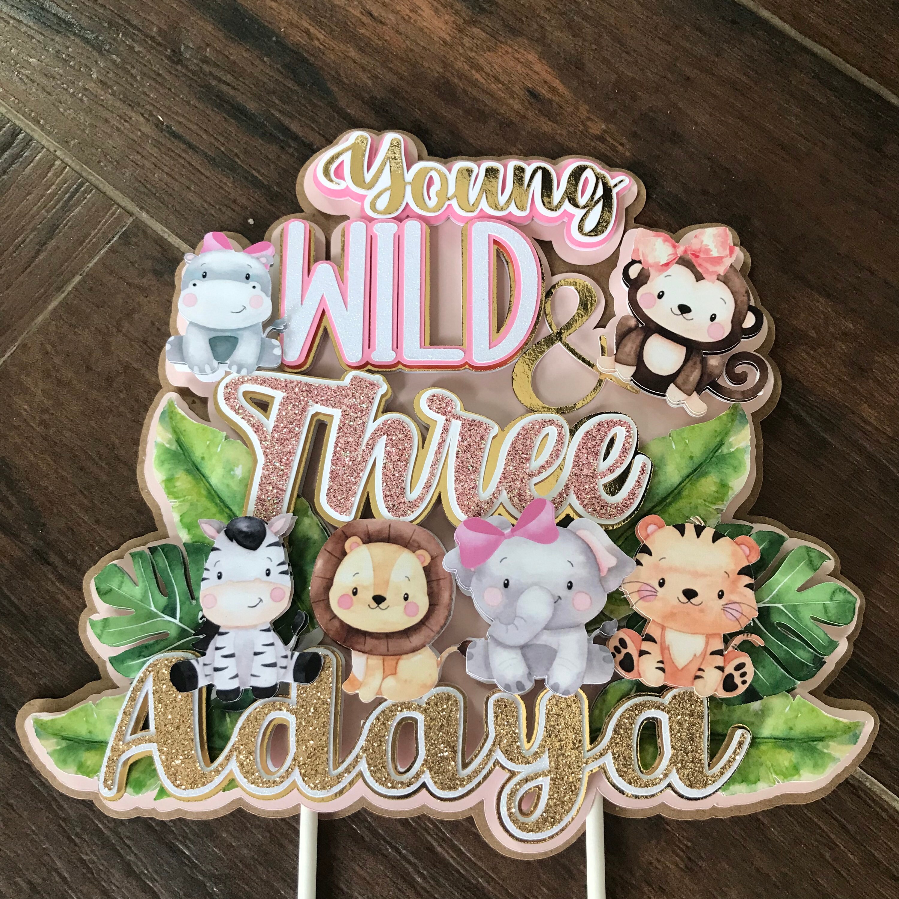 Young Wild and Three Cake Topper / Safari Cake Topper/ Jungle - Etsy