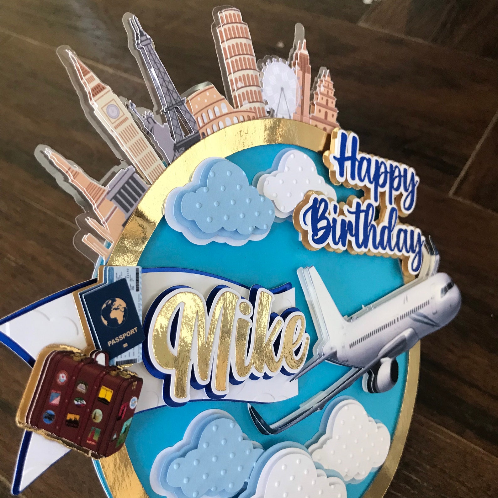 Around the World 3d Cake Topper /travel 3d Cake Topper/ Traveler Party ...