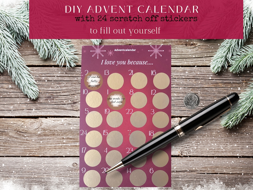 Fillable Love Messages Advent Calendar scratch off Advent Calendar DIY ...