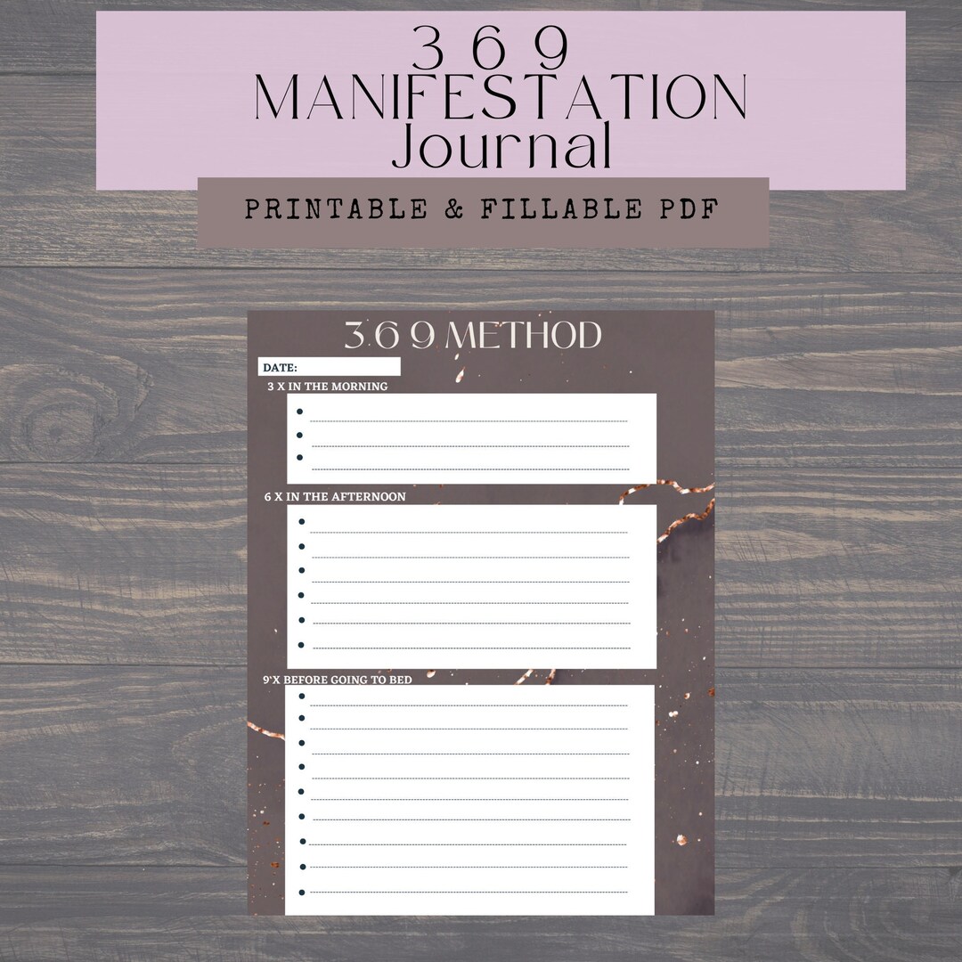 369 Manifestation Journal | Printable & Fillable PDF | 369 Method - Etsy