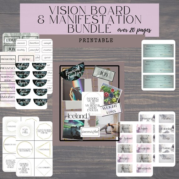 Vision Board & Manifestation Bundle Printable Dream Board - Etsy