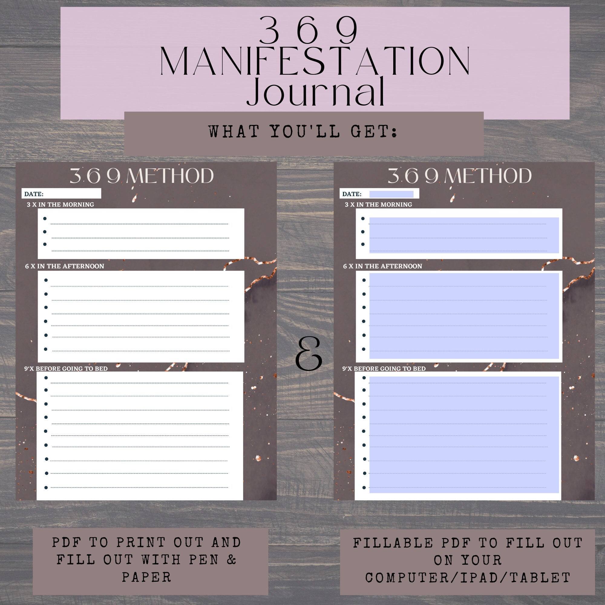 369 Manifestation Journal Printable & Fillable PDF 369 Method - Etsy