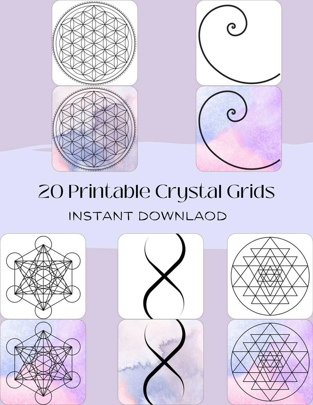 20 Crystal Grids to Print at Home | Sacred Geometry | PDF Downloadable ...