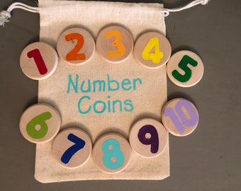 Wooden Number Coins Learning Resource - Etsy UK