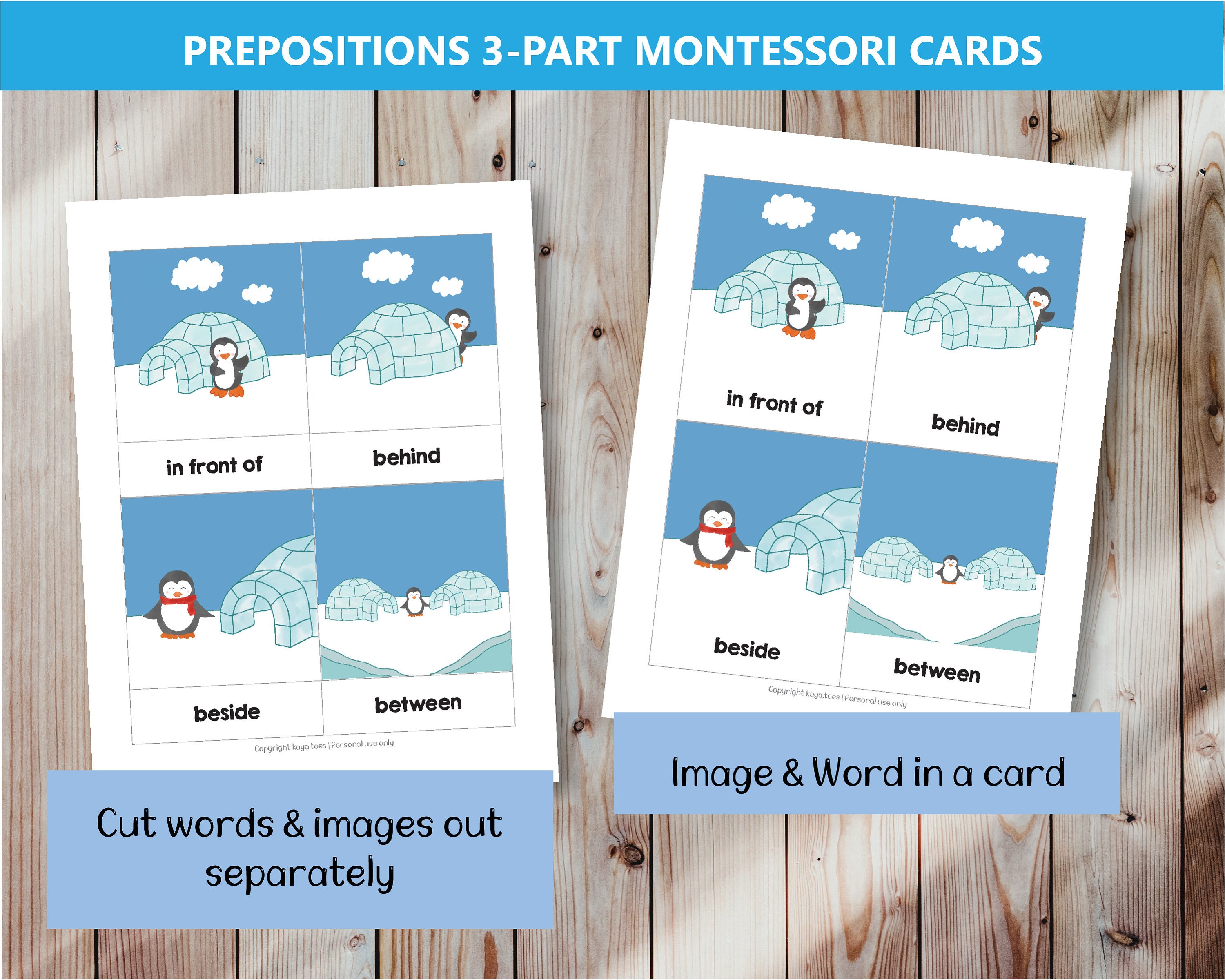Prepositions 3-part Montessori Cards, Printable Positional Words ...