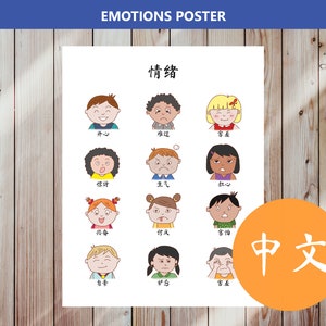 Chinese Emotions Poster Printables | 情绪 | Printable Feelings ...
