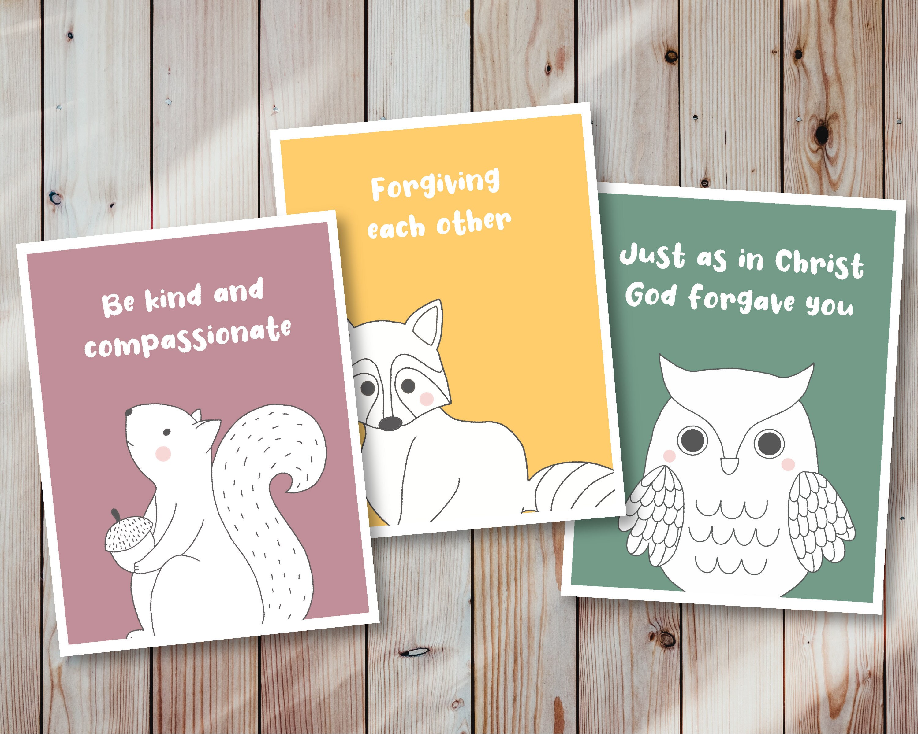 Christian Poster Printable Nursery Wall Art Ephesians 4:32 Set of 3 ...