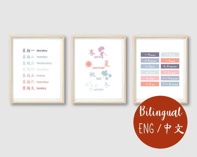 Chinese Action Verbs 3-part Montessori Cards, 20 Printable Chinese ...