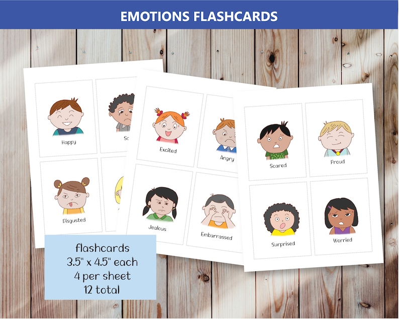 Emotions Flashcards Printables, Feelings Flash Cards, Prek Preschool ...