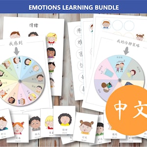 Educational Emotions Learning Printables in Chinese, 情绪, Feelings ...