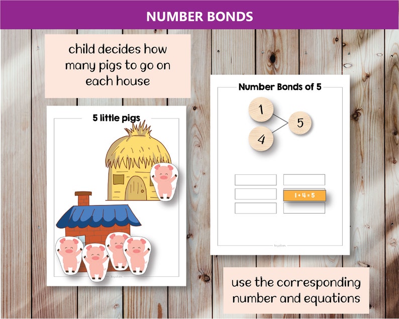 Number Bonds of 5 Five Printables Early Learning Math - Etsy