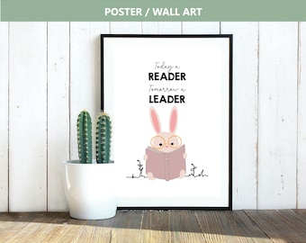 Today a Reader Tomorrow a Leader- Kids Wall Art - Etsy
