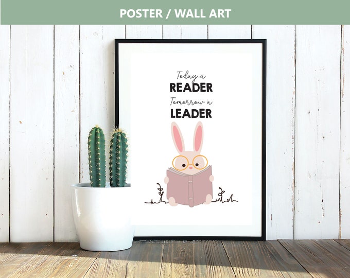 Today a Reader Tomorrow a Leader- Kids Wall Art - Etsy Sweden