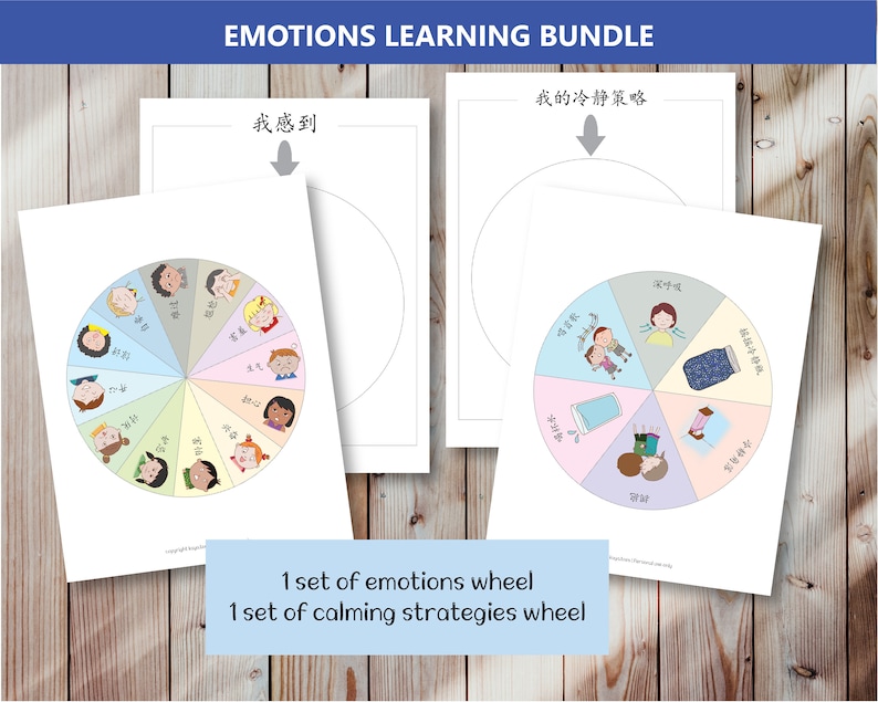Educational Emotions Learning Printables in Chinese, 情绪, Feelings ...