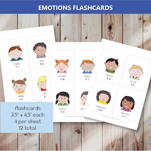 Emotions Flashcards Printables | Chinese English Bilingual | 情绪 ...