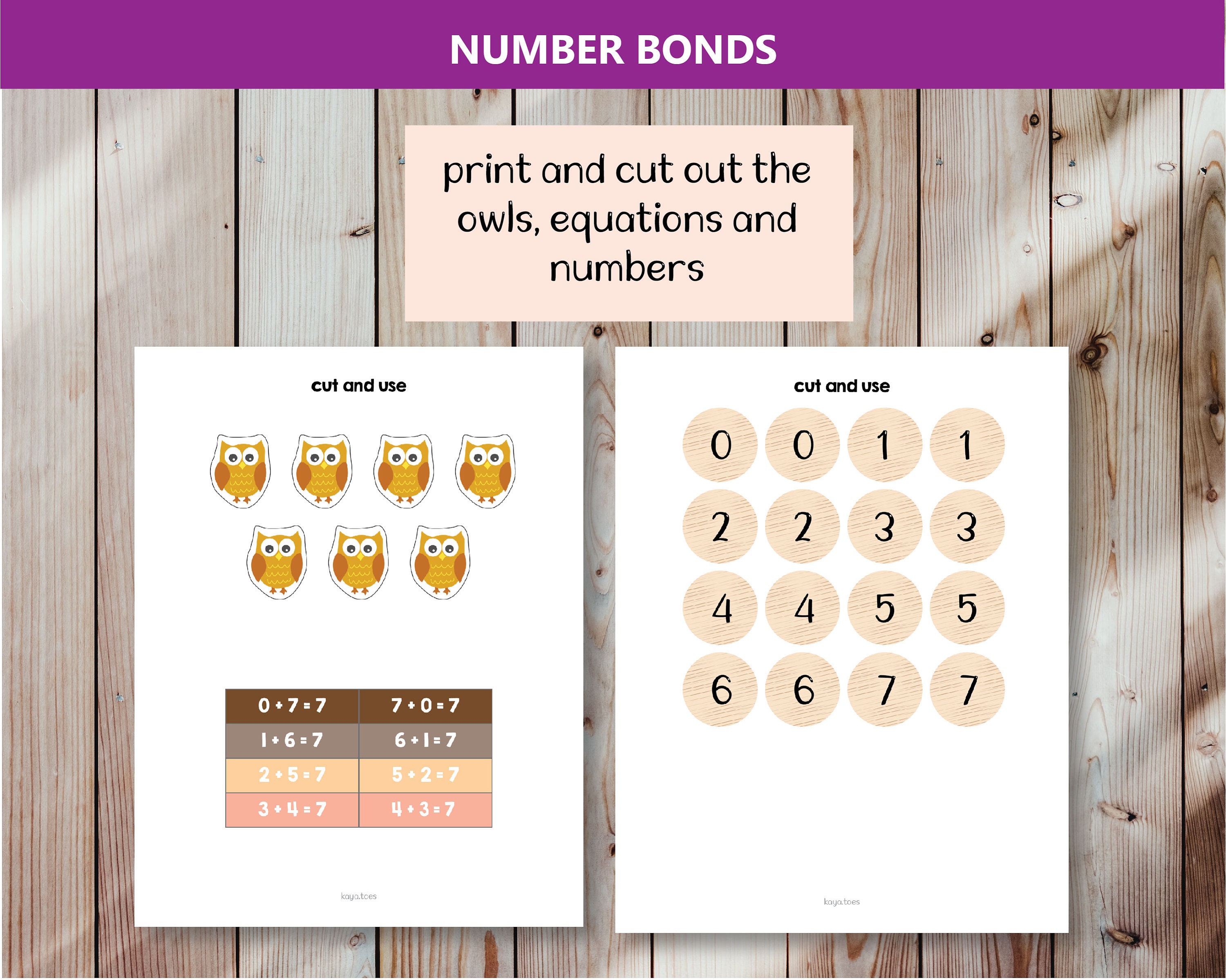 Number Bonds of 7 Seven Printables Early Learning Math - Etsy UK