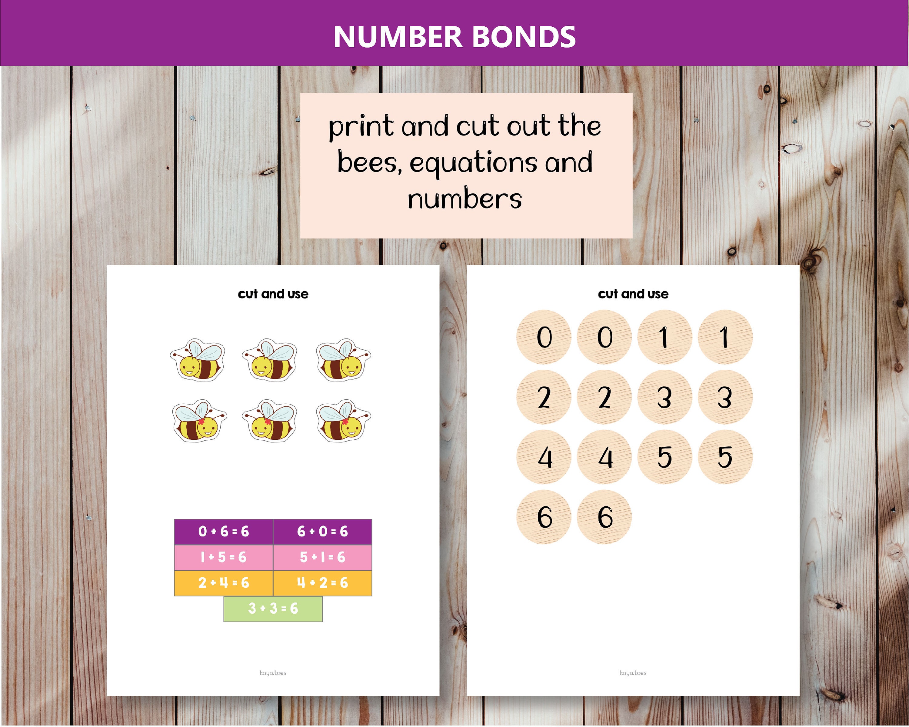 Number Bonds of 6 Six Printables | Early Learning Math | Hands on ...