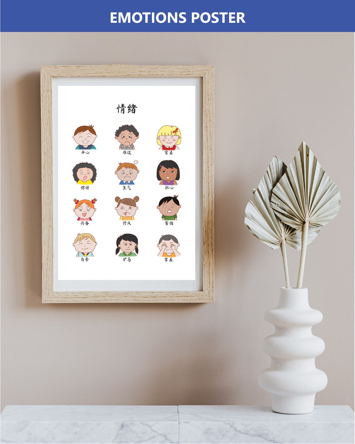 Chinese Emotions Poster Printables 情绪 Printable Feelings - Etsy