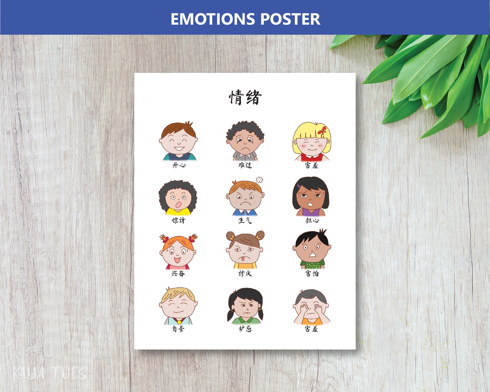 Chinese Emotions Poster Printables 情绪 Printable Feelings - Etsy