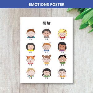 Chinese Emotions Poster Printables | 情绪 | Printable Feelings ...