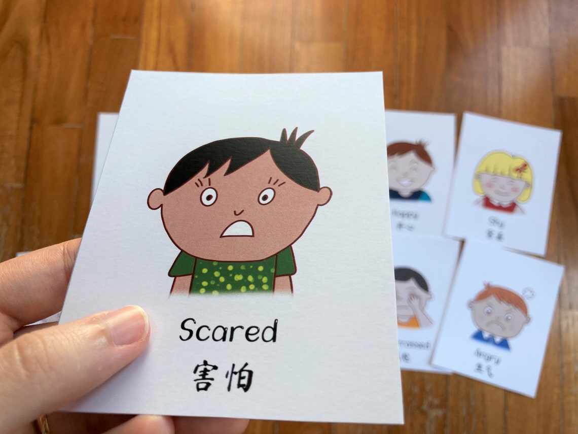 Emotions Flashcards Printables Chinese English Bilingual 情绪 ...