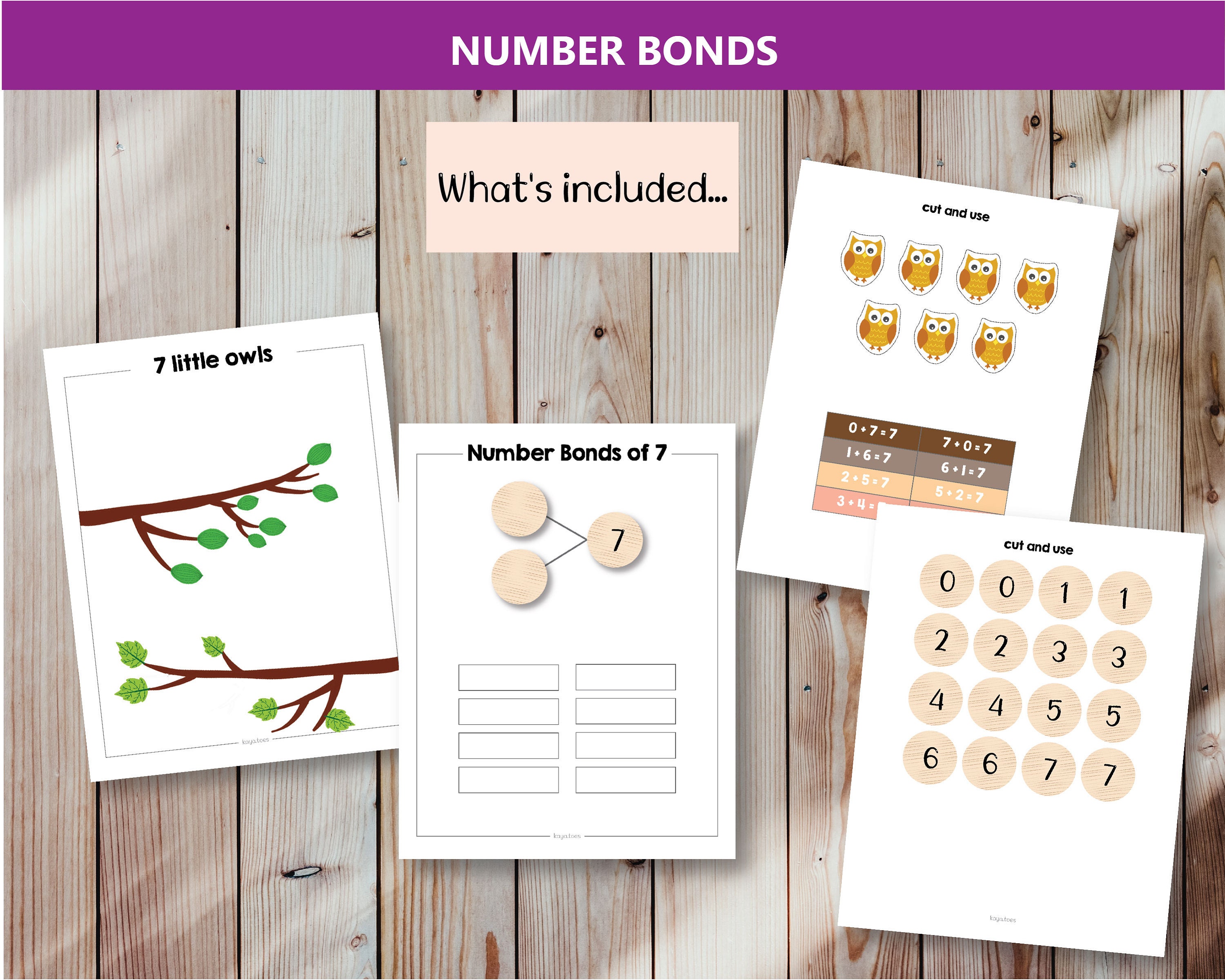 Number Bonds of 7 Seven Printables Early Learning Math - Etsy UK
