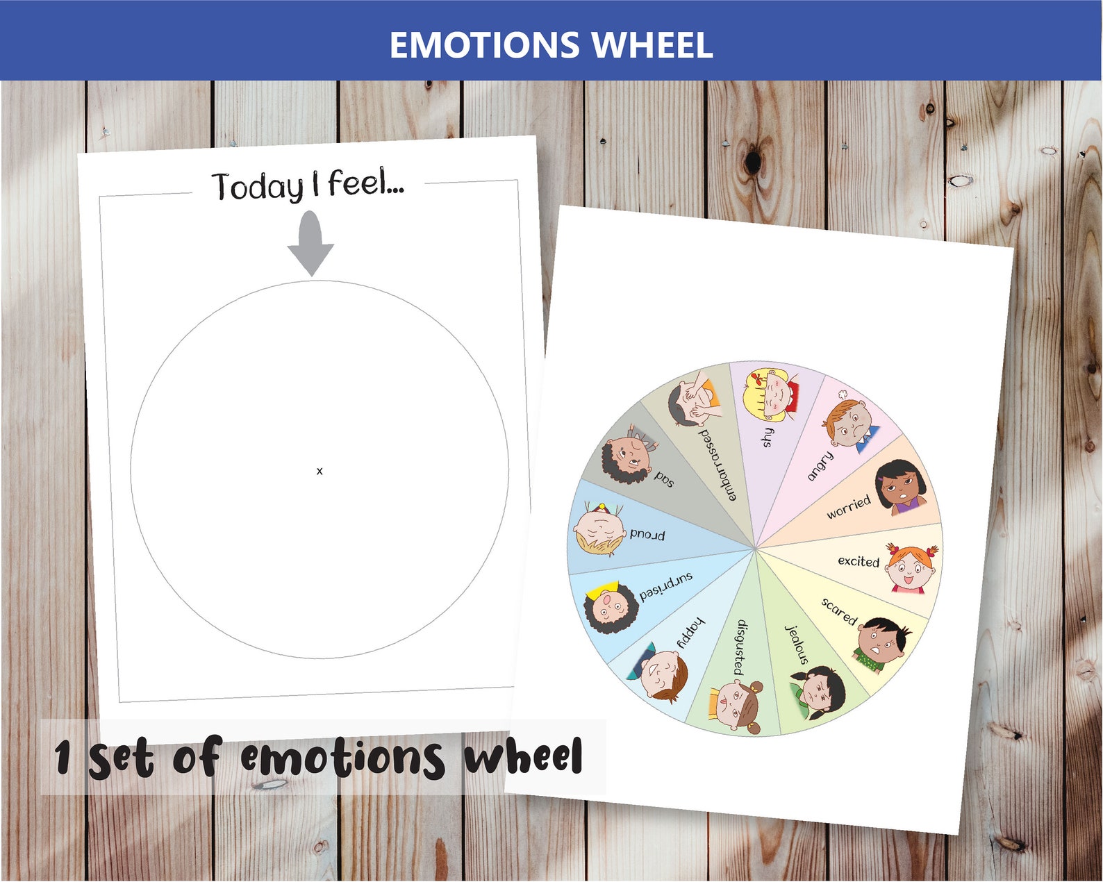 Emotions Wheel, Calm Down Strategies, Printable Toddler Preschooler ...