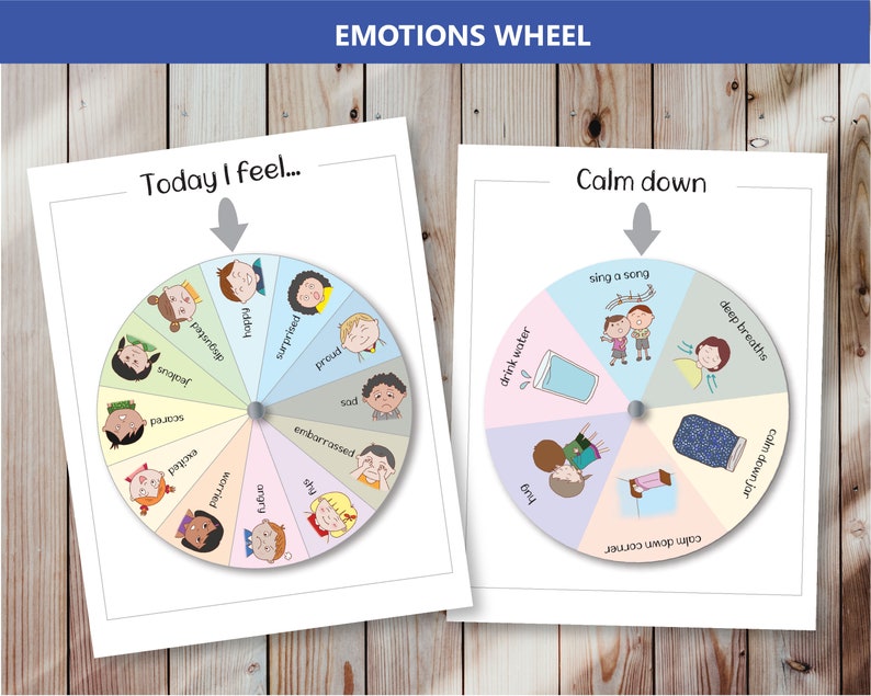 Emotions Wheel, Calm Down Strategies, Printable Toddler Preschooler ...
