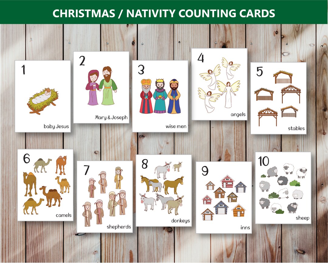 Christmas Nativity Counting Cards 1-10 Printables | Prek Preschool ...