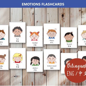 Emotions Flashcards Printables | Chinese English Bilingual | 情绪 ...