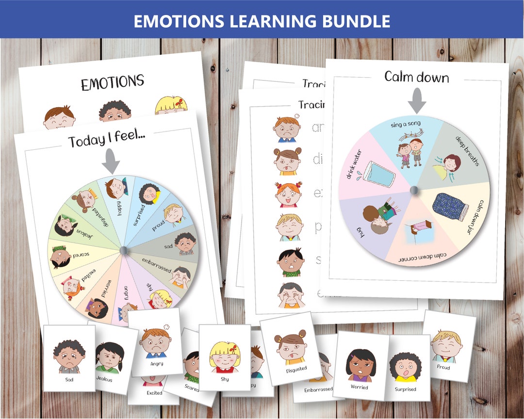 Emotions Learning Bundle, Emotion Wheel, Feelings Poster, Flashcards ...