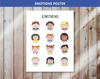 Kids Feelings Chart Educational Poster Kids Emotions - Etsy