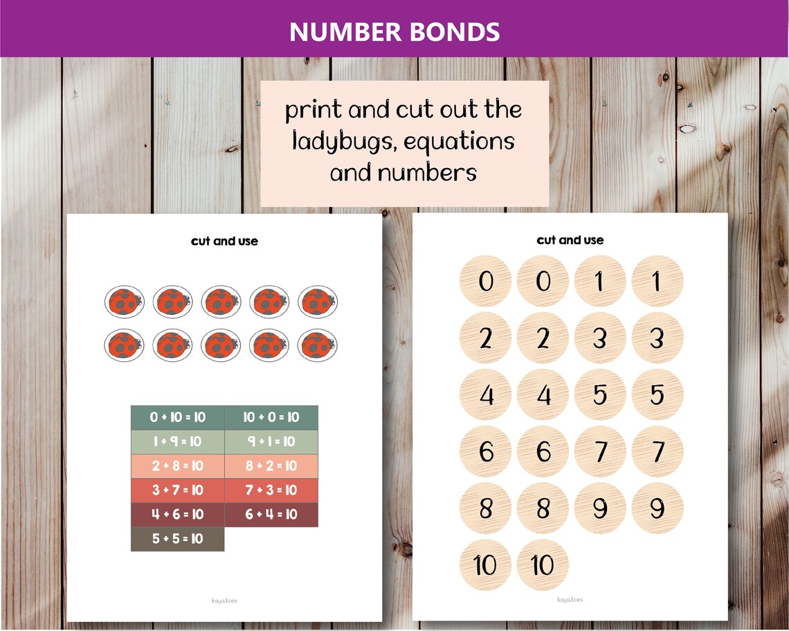 Number Bonds of 10 Ten Printables Early Learning Math - Etsy