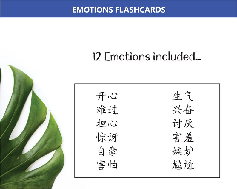 Emotions Flashcards Printables Chinese Flashcards 情绪 - Etsy
