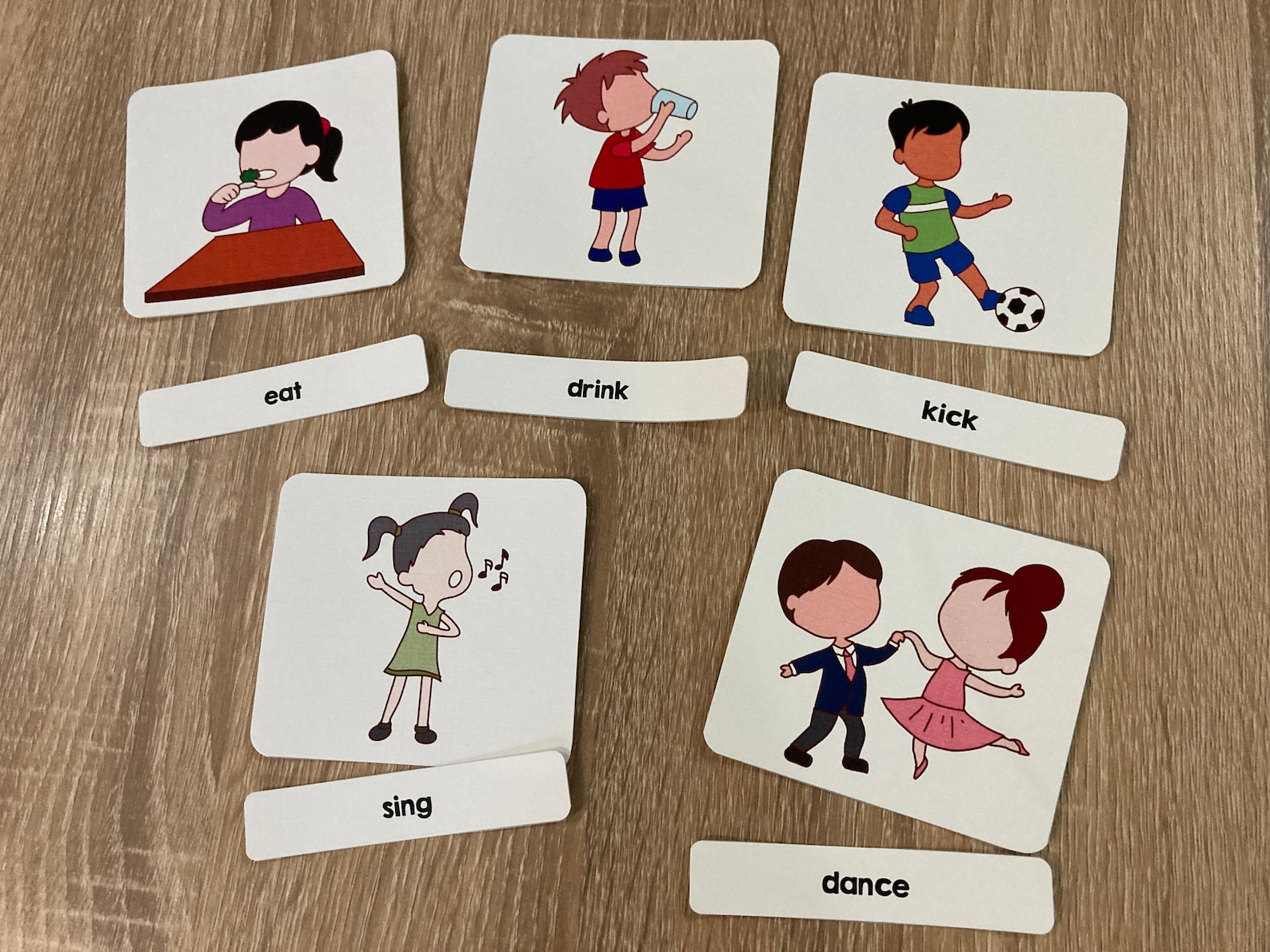 Action Verbs 3-part Montessori Cards 20 Printable Flashcards - Etsy